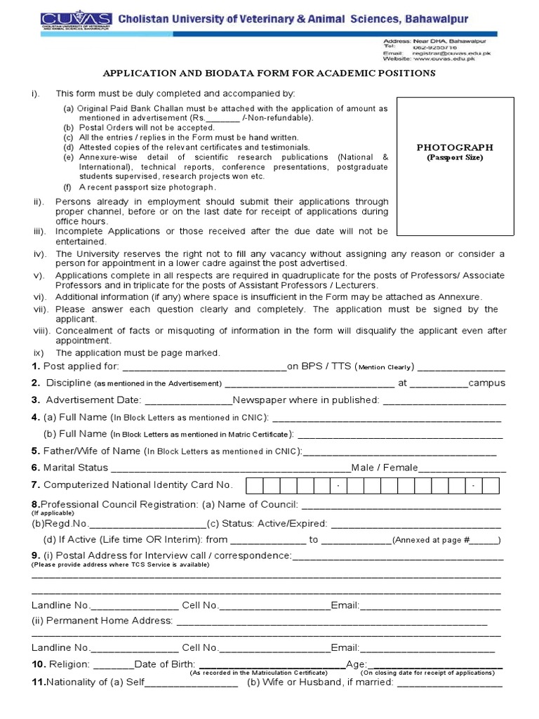 Application Form Academic | PDF | Postgraduate Education | Academia