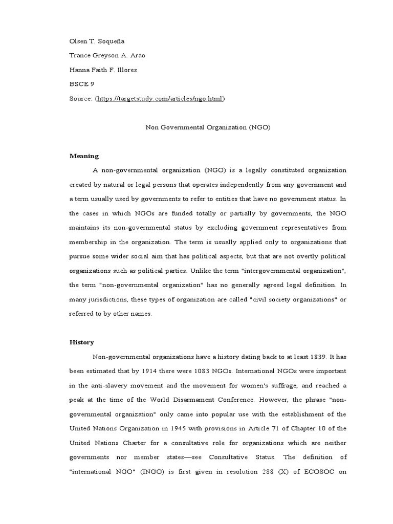 NGO Involvement in Community Development: Analyzing the Role and ...