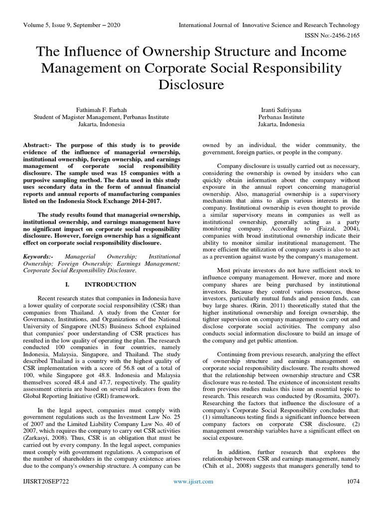The Influence of Ownership Structure and Income Management On Corporate ...