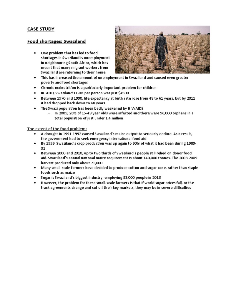 CASE STUDY - Food Shortages Swaziland | PDF
