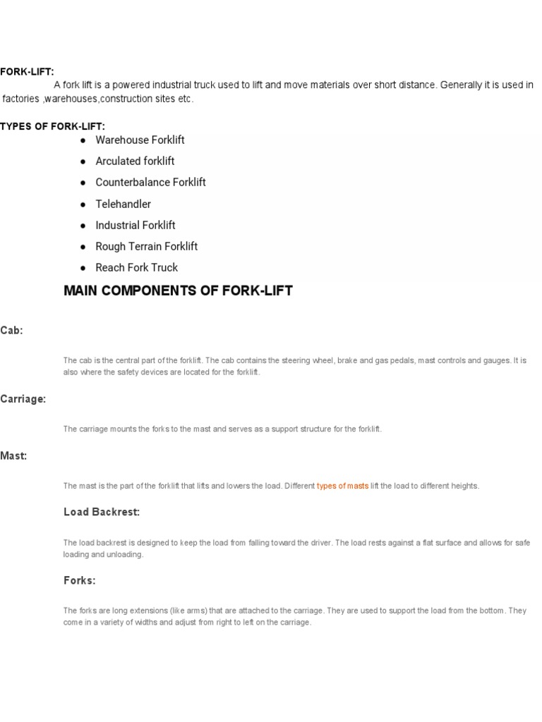 Fork Lift | PDF | Forklift | Elevator