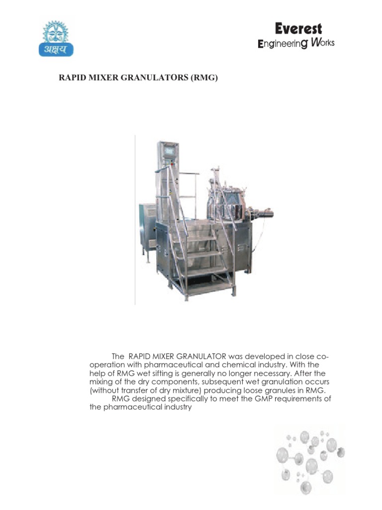 Rapid Mixer Granulators RMG | PDF | Mechanical Engineering | Manufactured Goods