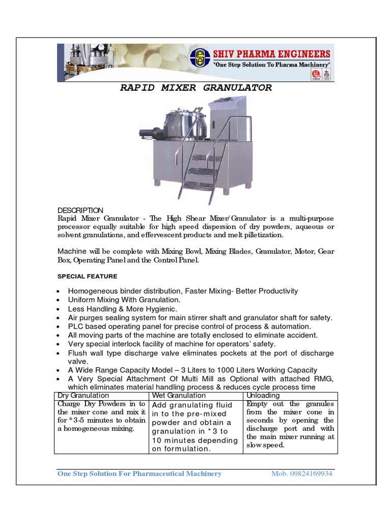 Rapid Mixer Granulator PDF | PDF | Switch | Valve