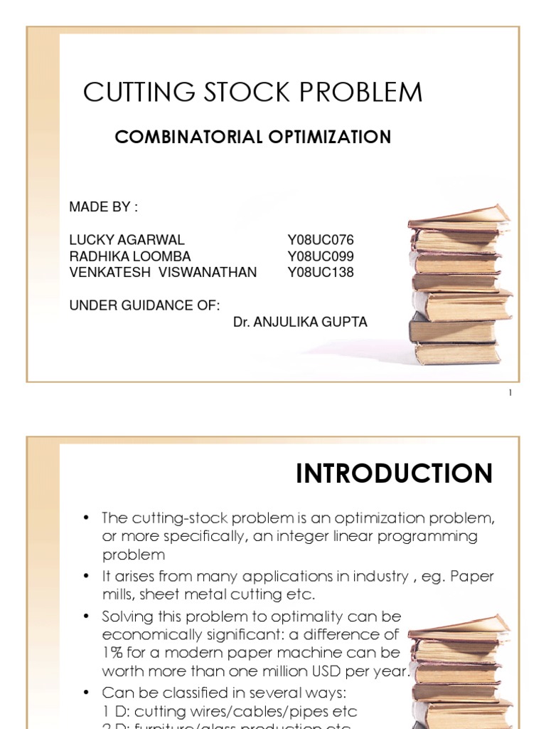 1D CUTTING STOCK PROBLEM WITH TWO STAGES | PDF | Mathematical Concepts ...