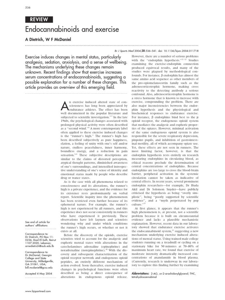 .25 - Endocannabinoids and Exercise | PDF | Neurochemistry | Neuroscience