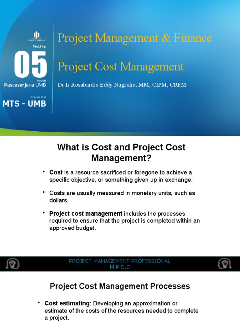 Umb - MTS - Chapter 5 Project Cost Management | PDF | Project ...