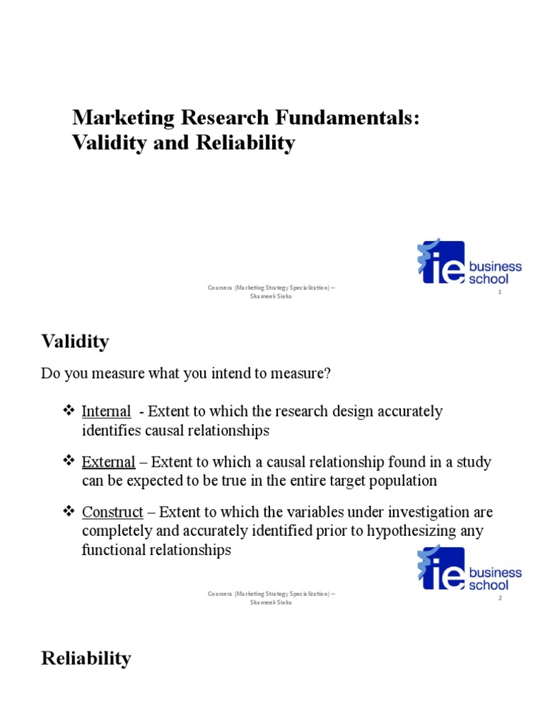 Marketing Research Fundamentals: Validity and Reliability: Coursera ...