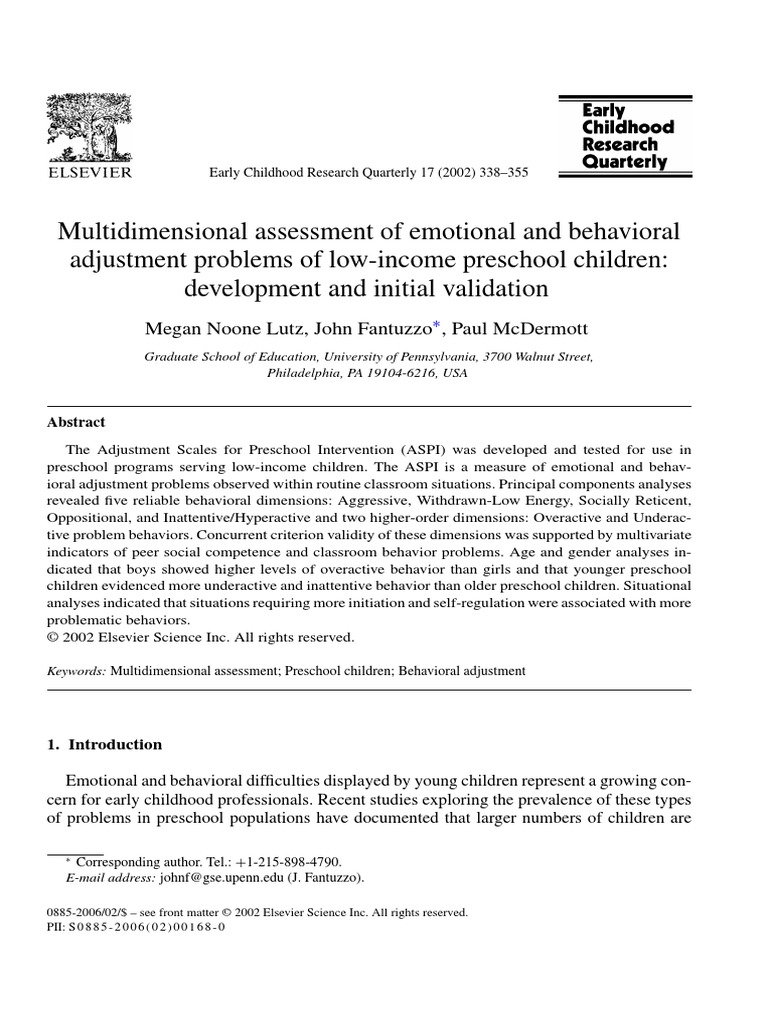 Multidimensional Assessment of Emotional and Behavioral Adjustment ...