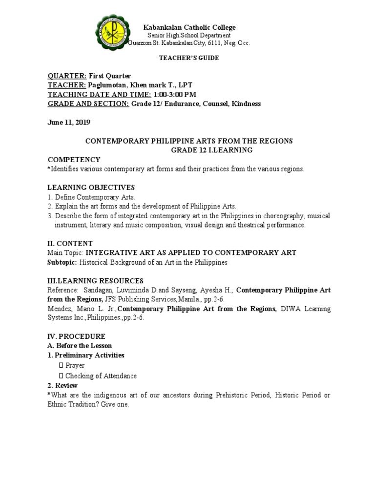 Contemporary Lesson Plan | PDF | Philippines | Manila