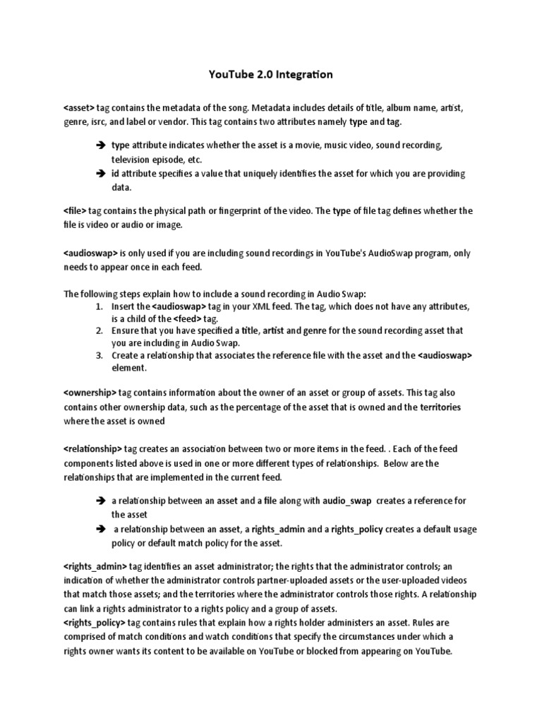 Youtube 2 Integration | PDF | Tag (Metadata) | Metadata