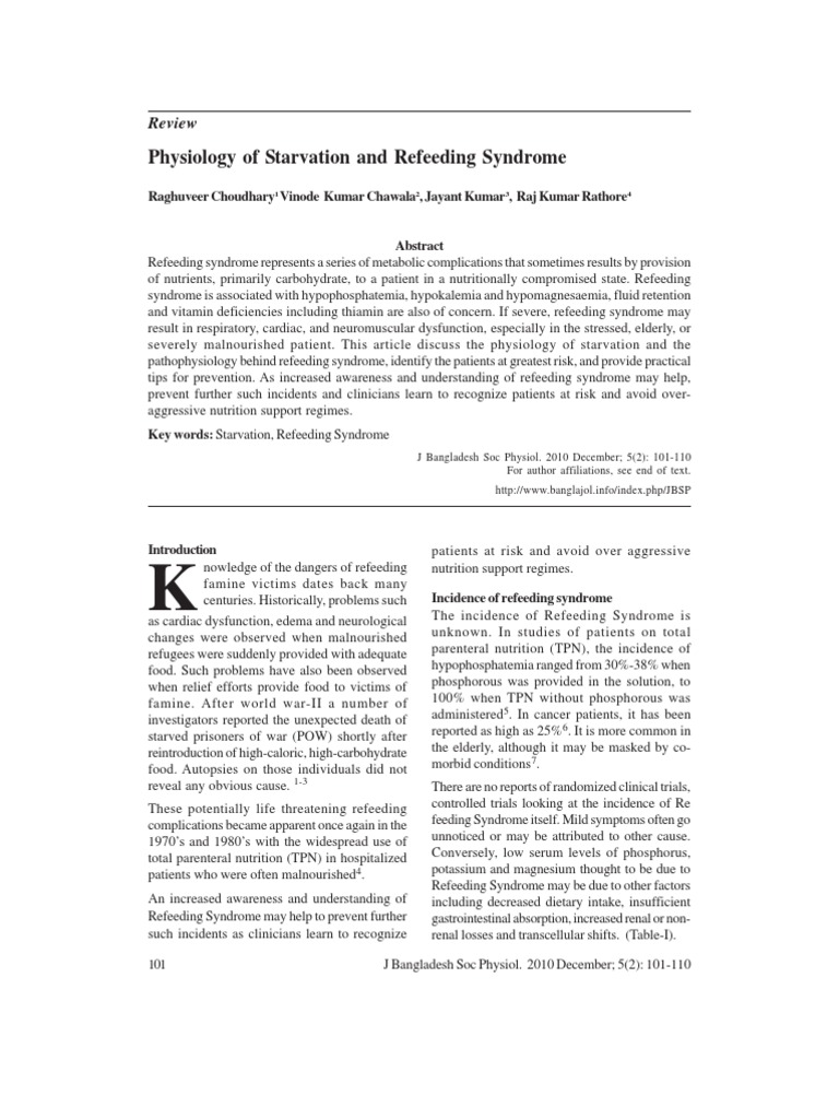 Refeeding Syndrome | PDF | Starvation | Glycogen