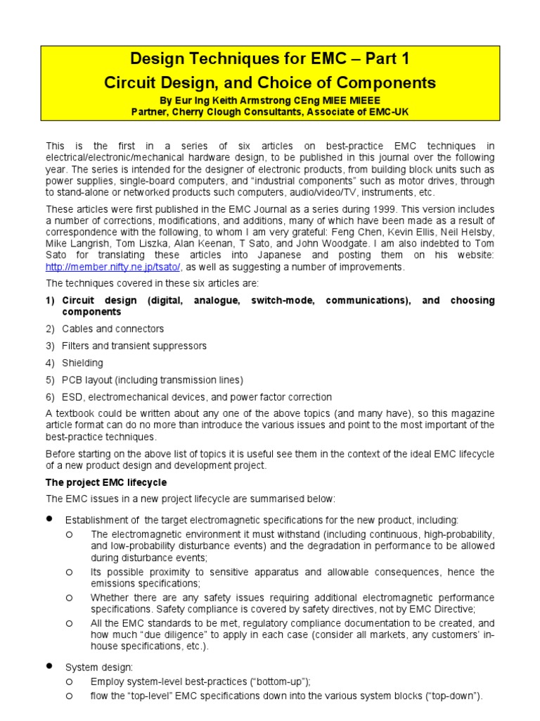 Design Techniques For EMC Complete | PDF | Electromagnetic ...