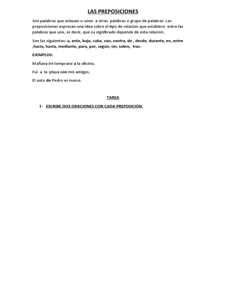 Guía de Uso de Preposiciones | PDF