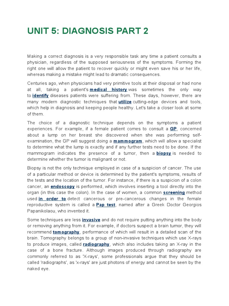 Unit 5: Diagnosis Part 2: Medical History Identify Utilize | PDF ...