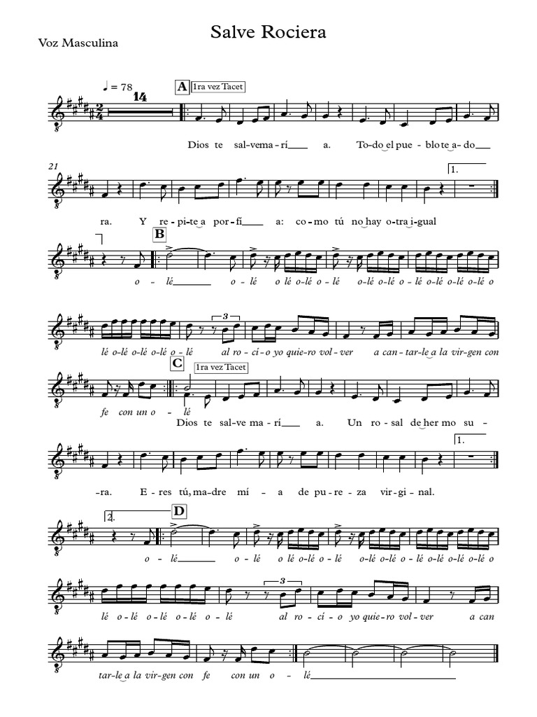 Salve Rociera - Voz Masculina | PDF