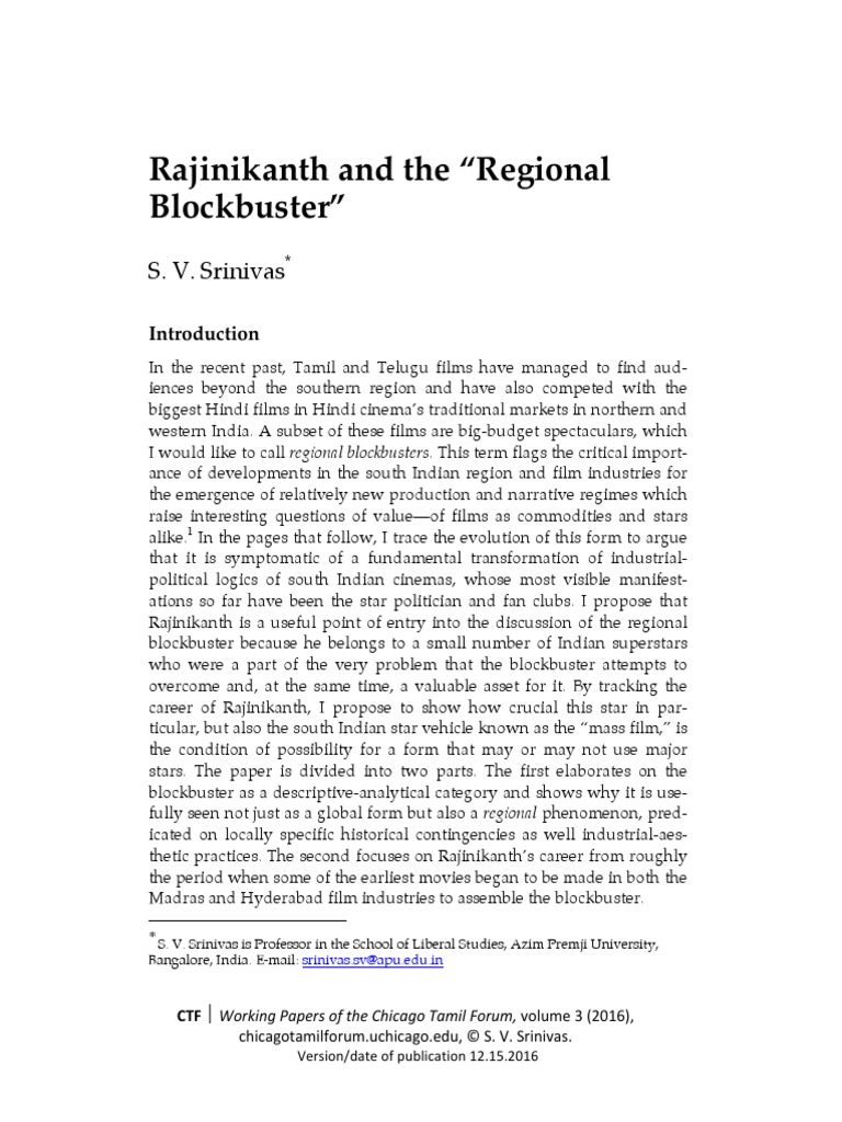 Srinivas SV Rajinikanth and The Blockbuster CTF 2016 | PDF | Cinema Of ...