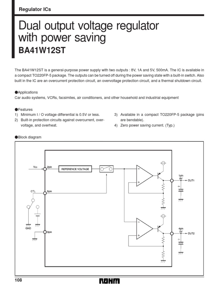 Dual Output Voltage Regulator With Power Saving: BA41W12ST | PDF ...