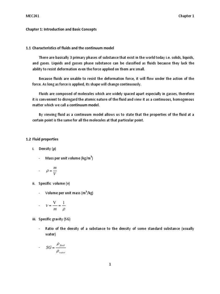 CHP 1 | PDF | Fluid Dynamics | Continuum Mechanics
