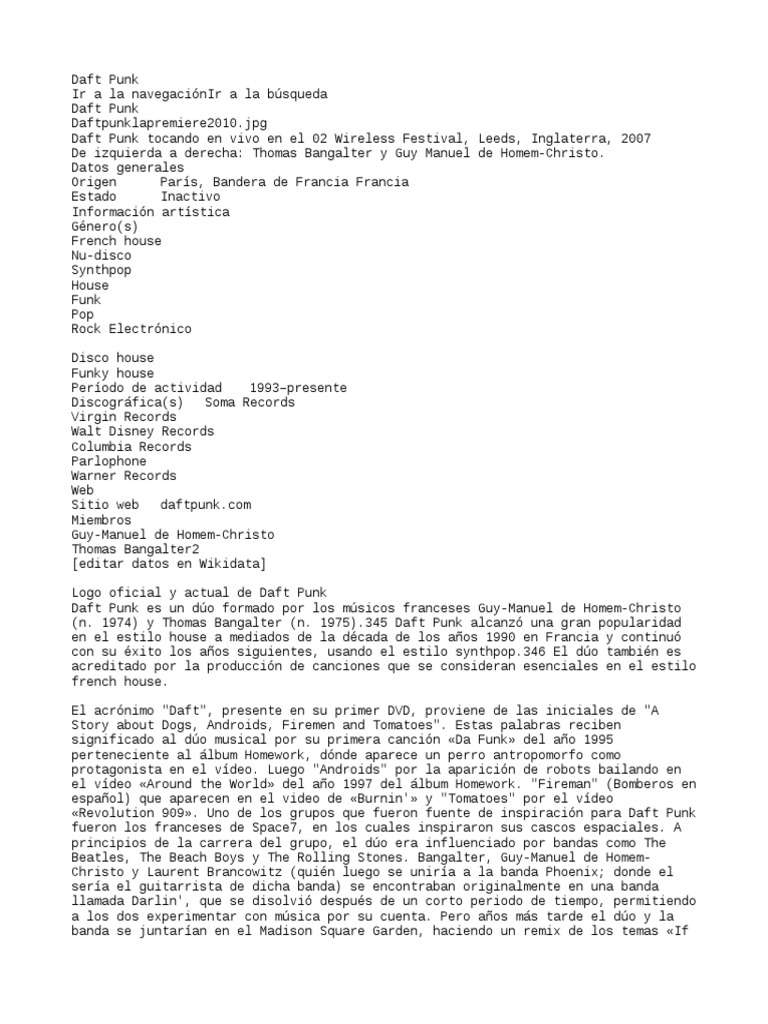 Historia y Legado de Daft Punk | PDF | Musica Popular | Musica Afroamericana