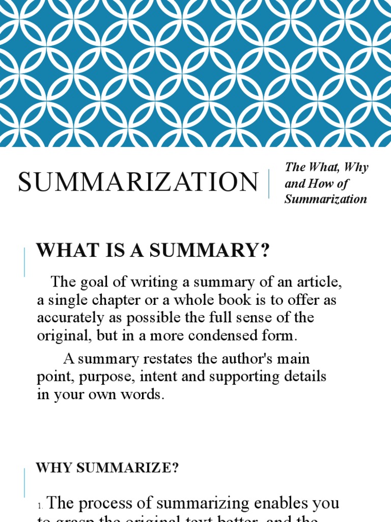 SUMMARIZATION | PDF | Writing | Cognitive Science