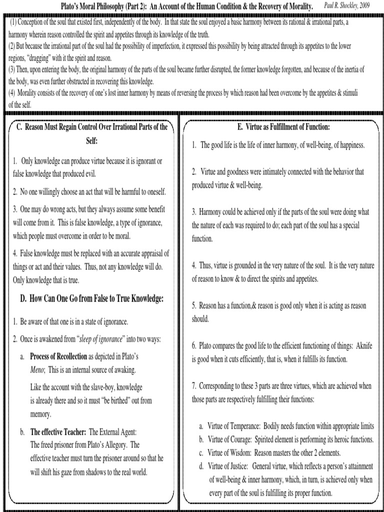 Chart About Platos Moral Philosophy Part 2 Cwk Cwk Pdf Virtue