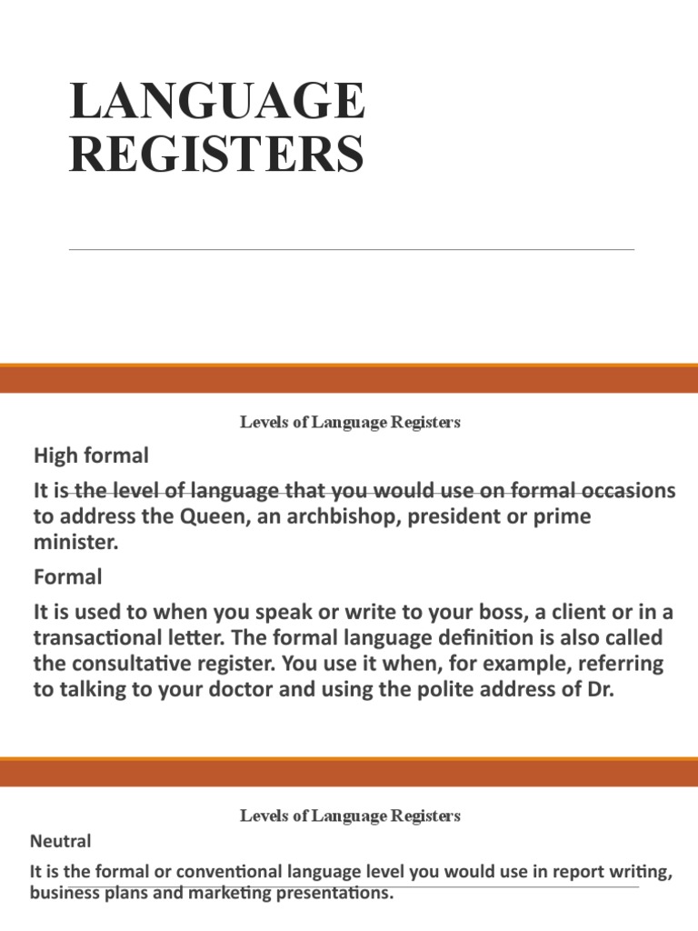 Language Registers | PDF | Narrative | Journalism