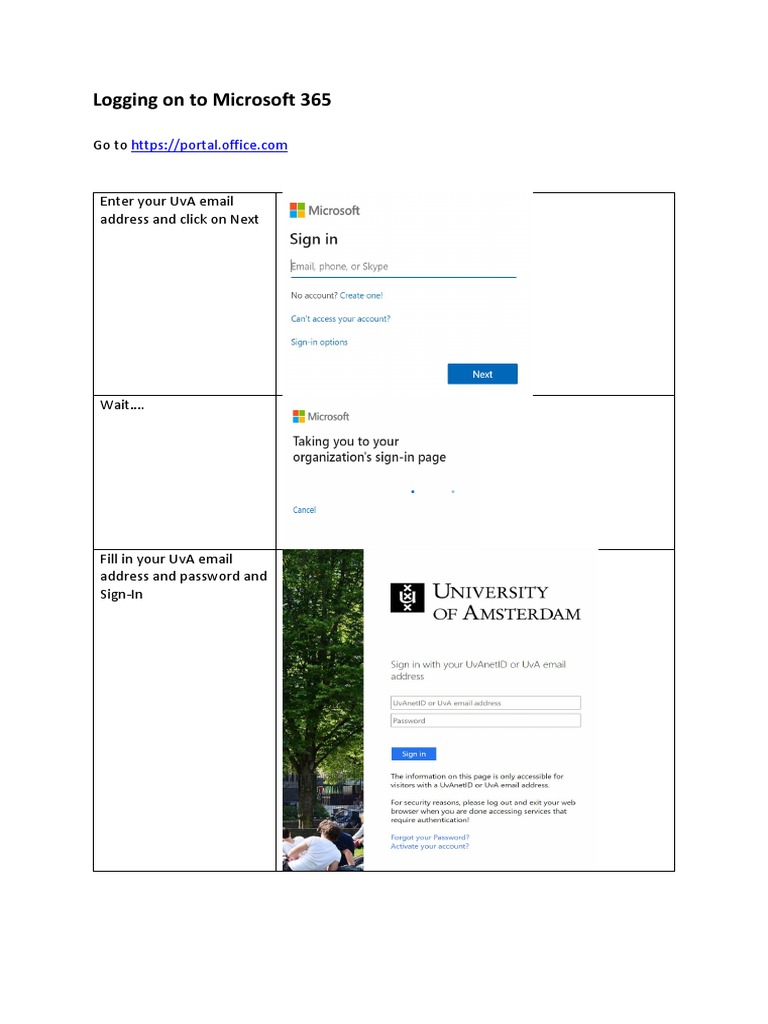 Uva Logging On To Microsoft 365 | PDF