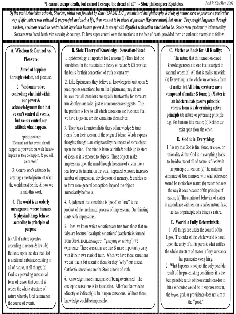 Chart About Stoicism - CWK | PDF | Stoicism | Idea