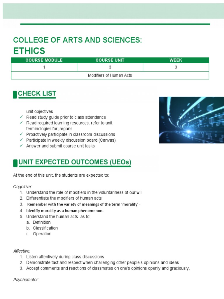 01-NI-Course-Unit-3 Ethics | PDF | Free Will | Anger