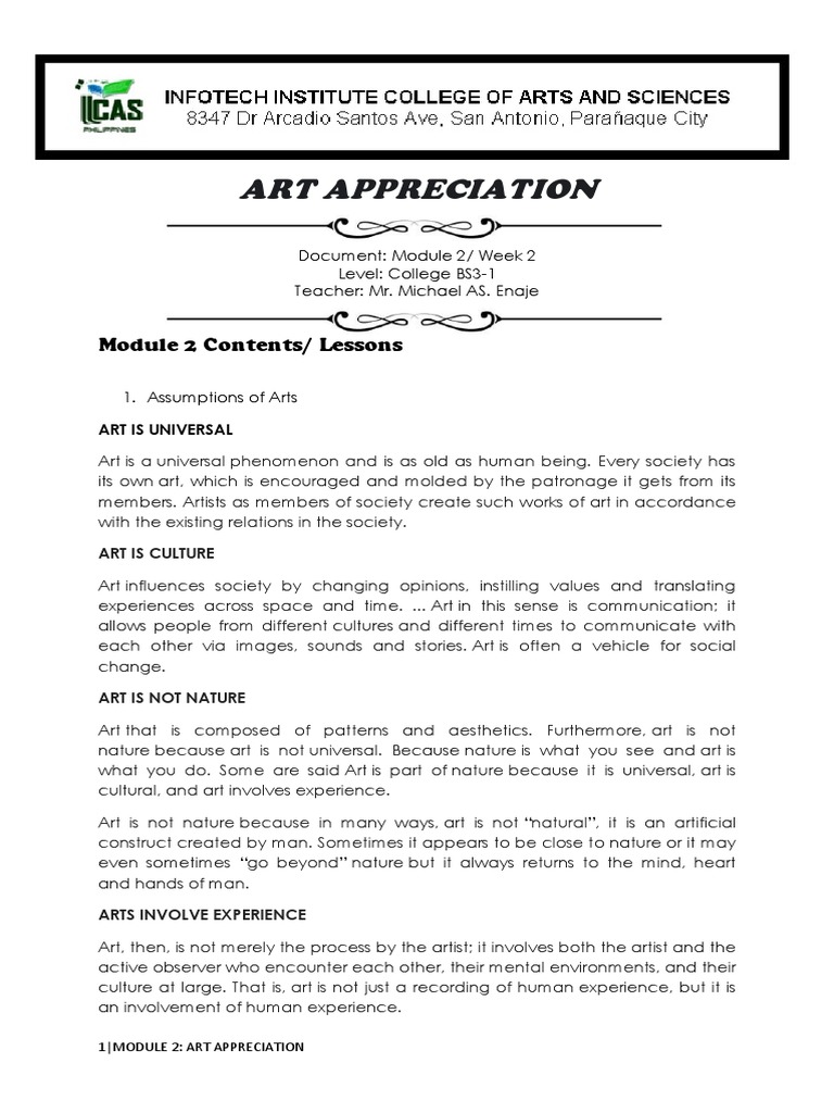 Art Appreciation Module 2 | PDF