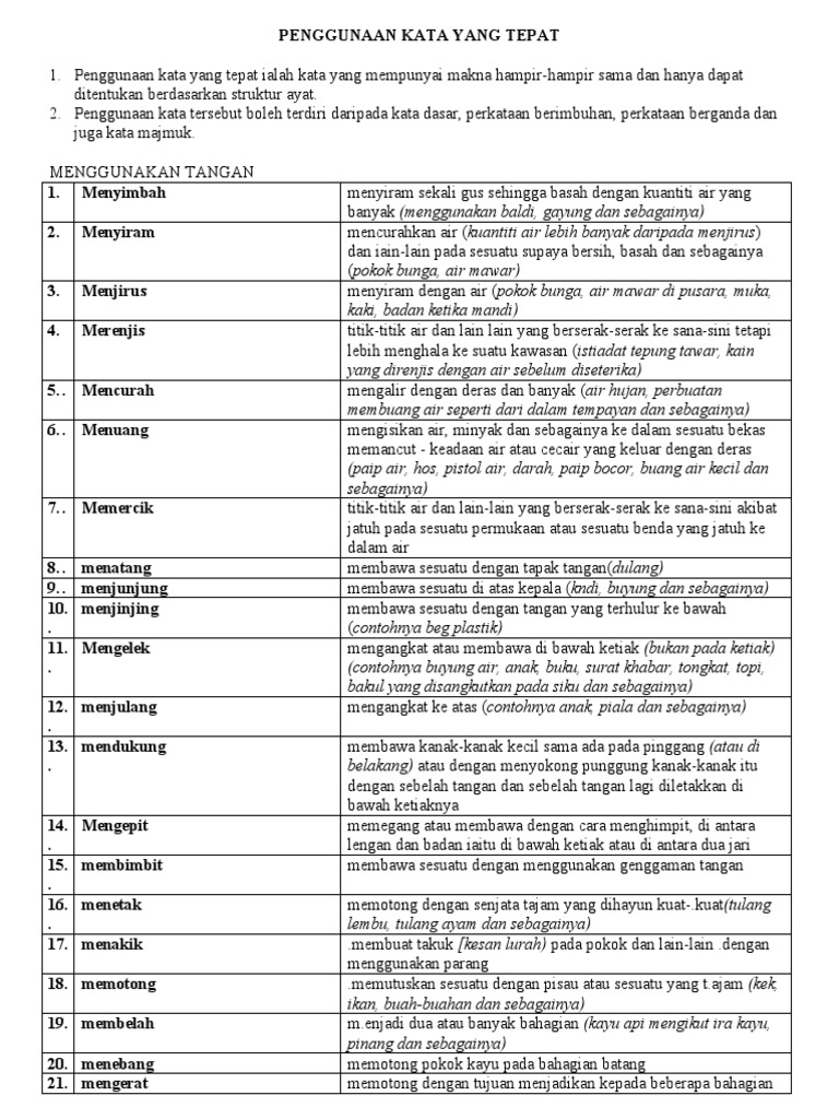 Penggunaan Kata Yang Tepat | PDF