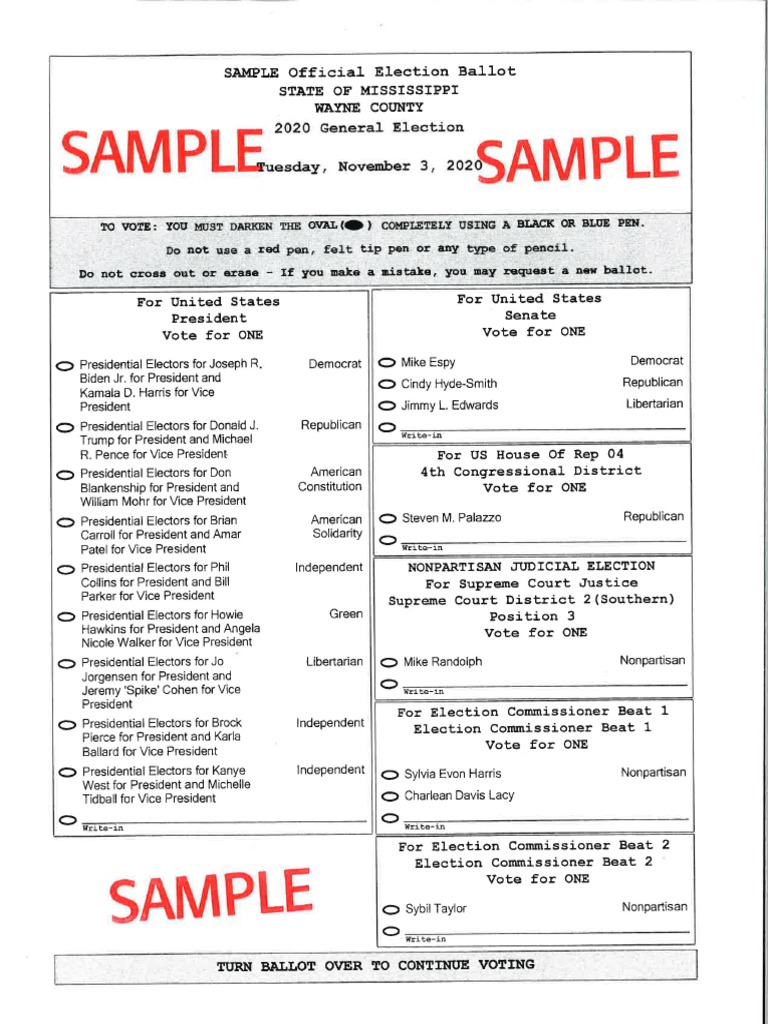 Wayne County Sample Ballot Nov. 2020 | PDF