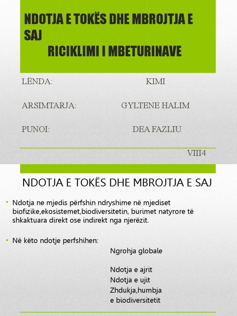 Ndotja e Tokës Dhe Mbrojtja e Saj | PDF