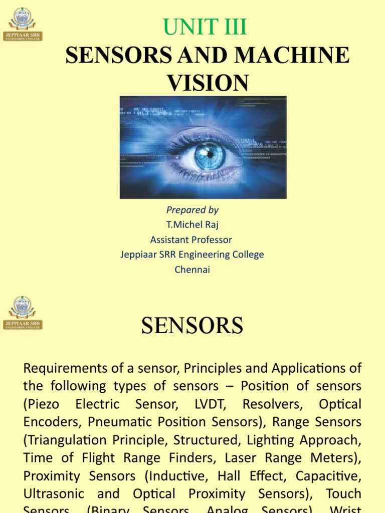 OIE 751 ROBOTICS Unit 3 Class 8 (30-10-2020) | PDF | Sensor | Data Compression