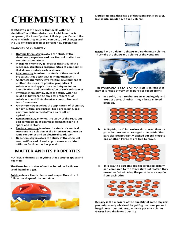 Chemistry 1: Matter and Its Properties | PDF | Chemical Substances | Matter