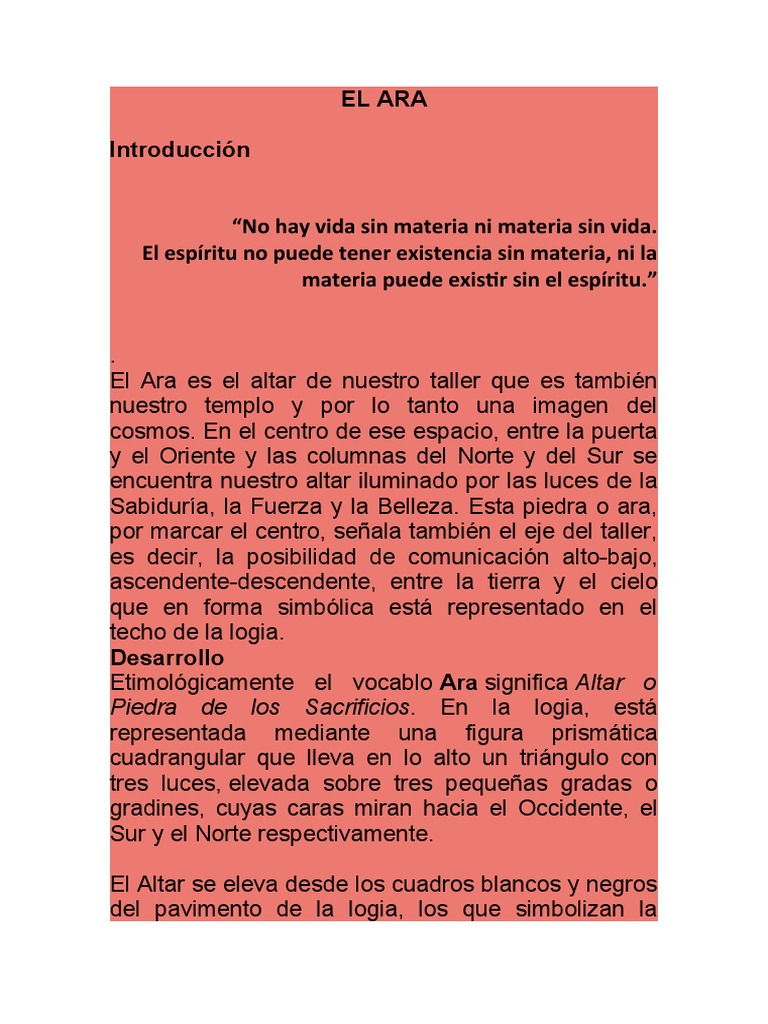 El Ara 1 | PDF | Altar | Masonería