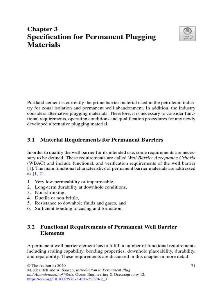 Specification For Permanent Plugging Materials | PDF | Permeability ...