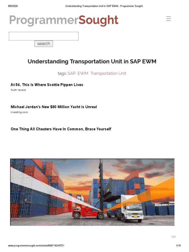Understanding Transportation Unit in SAP EWM - Programmer Sought | PDF | Warehouse | Transport