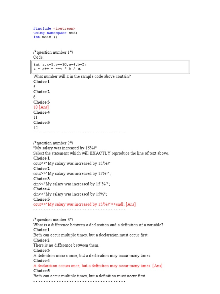 Question Number 1 | Download Free PDF | Variable (Computer Science ...