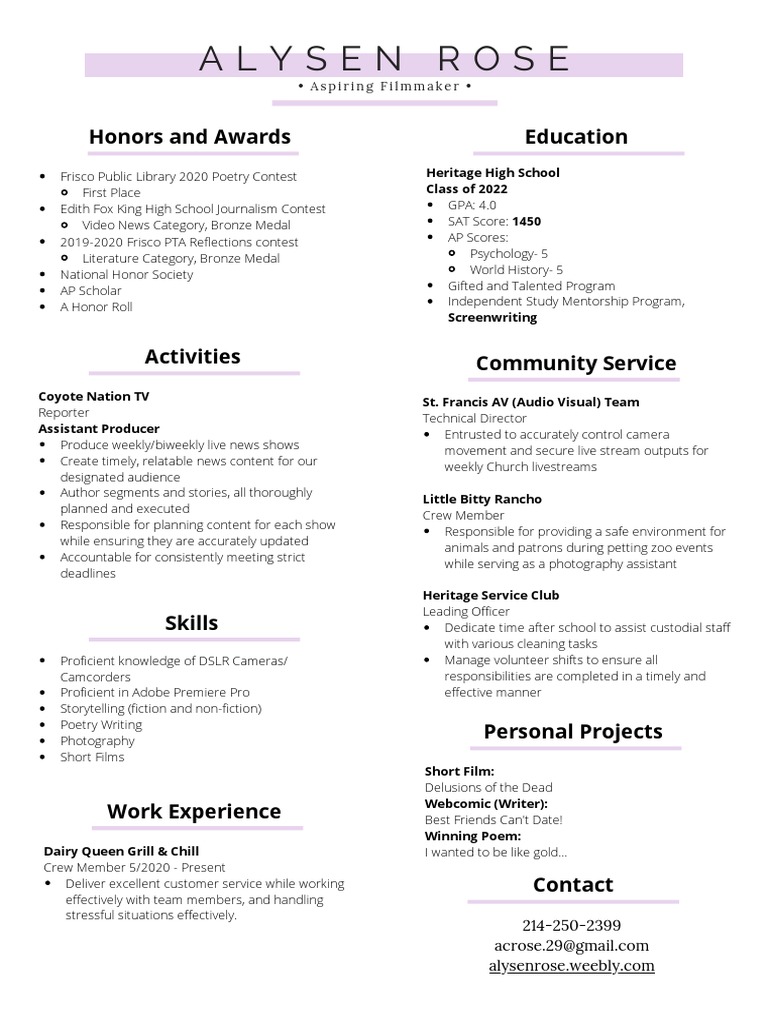 Resume - Rose | PDF | Poetry