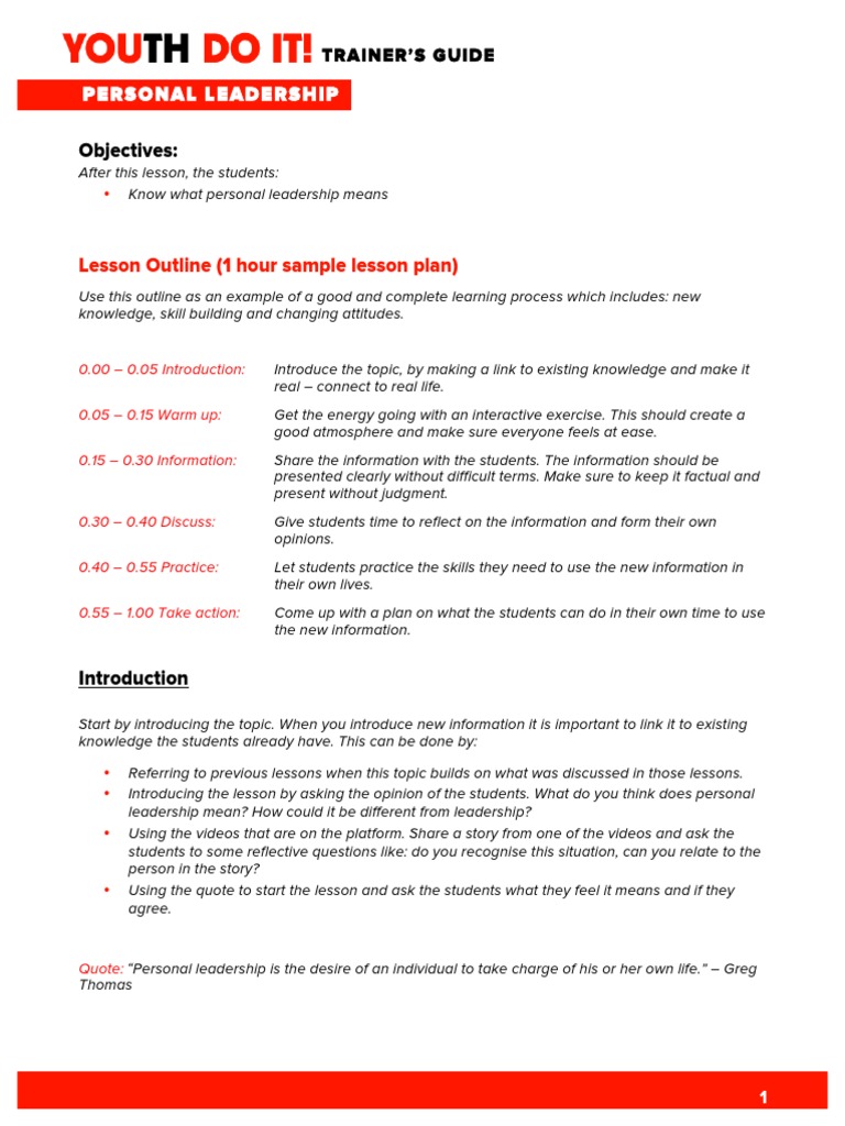 Personal Leadership Training Guide | PDF | Goal | Leadership
