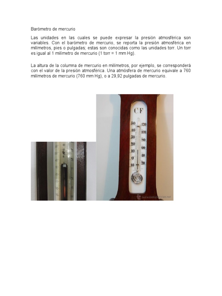 Barómetro de Mercurio | PDF | Meteorología | Física Aplicada e ...