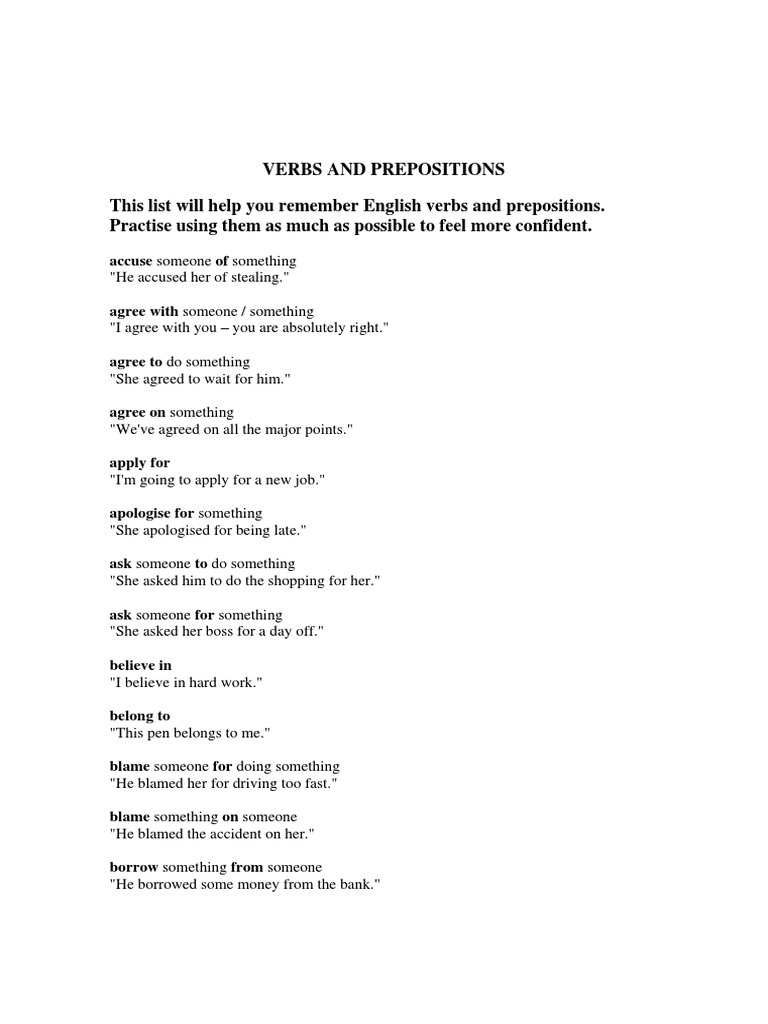 Verbs and Prepositions | PDF