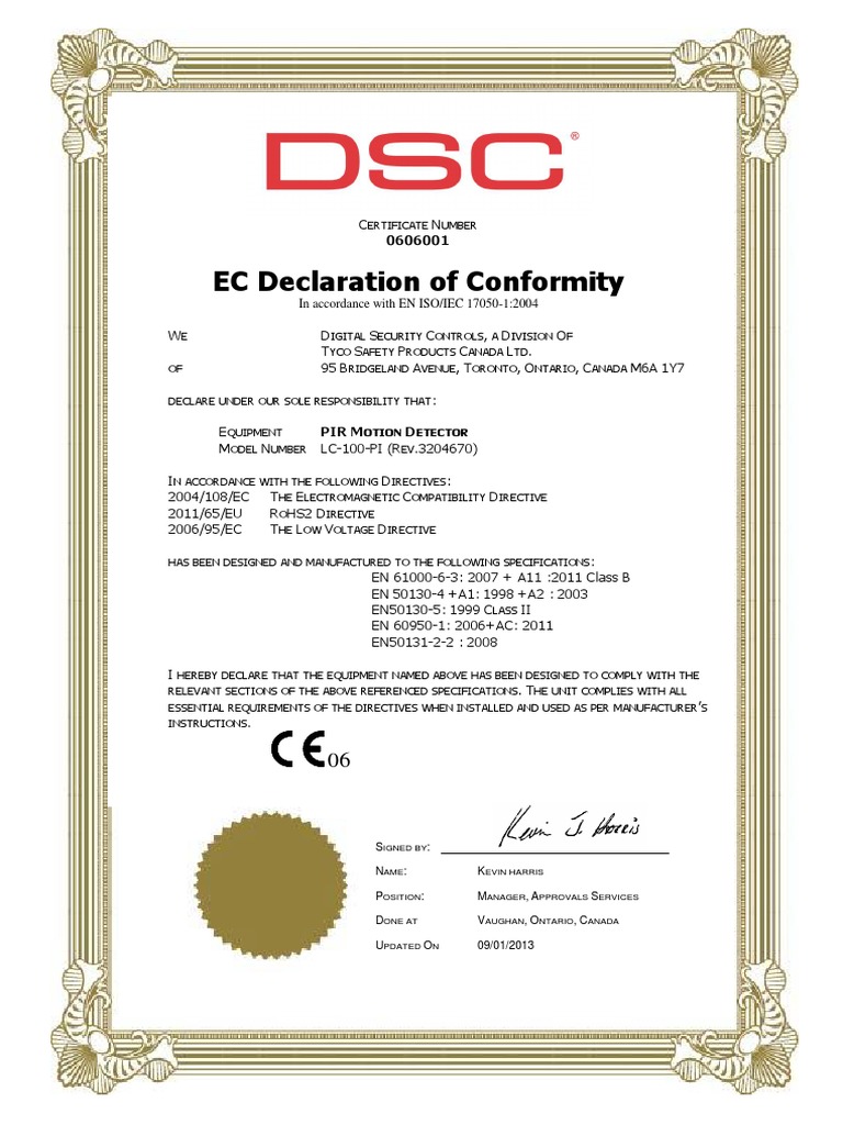 EC Declaration of Conformity: in Accordance With EN ISO/IEC 17050-1:2004 | PDF