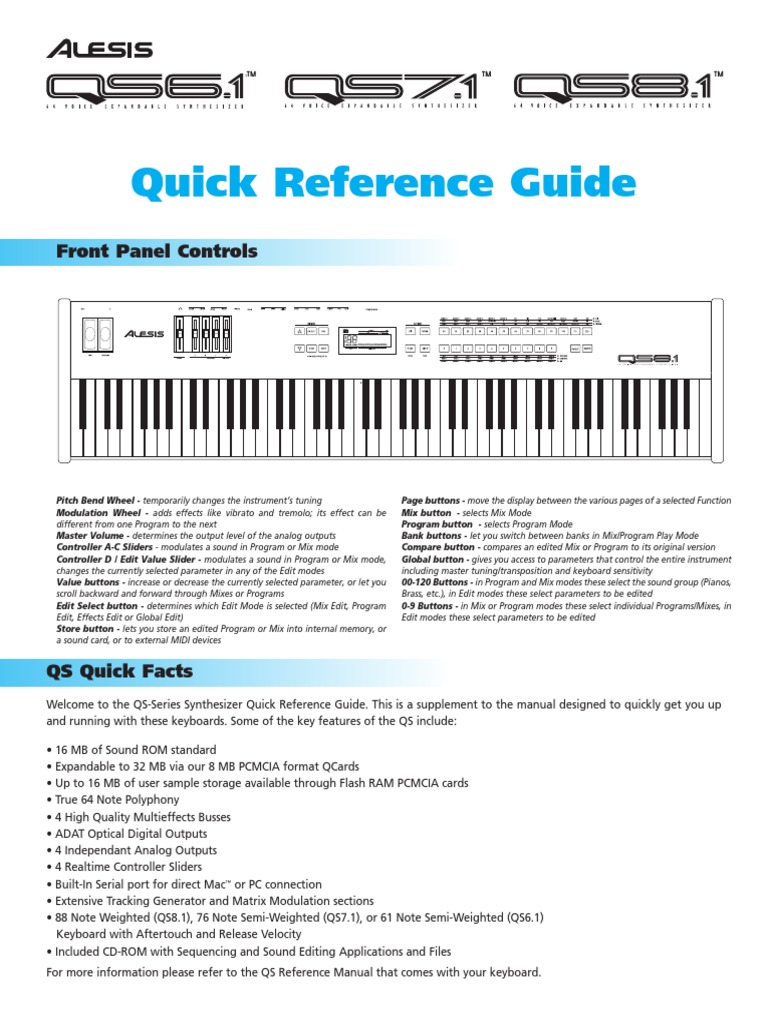Alesis qs6 1 Users Manual 163321 PDF | PDF | Synthesizer | Pitch (Music)