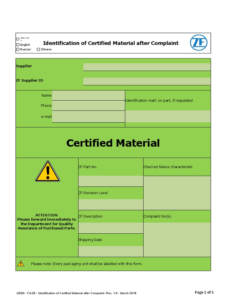Identification of Certified Material After Complaint | PDF