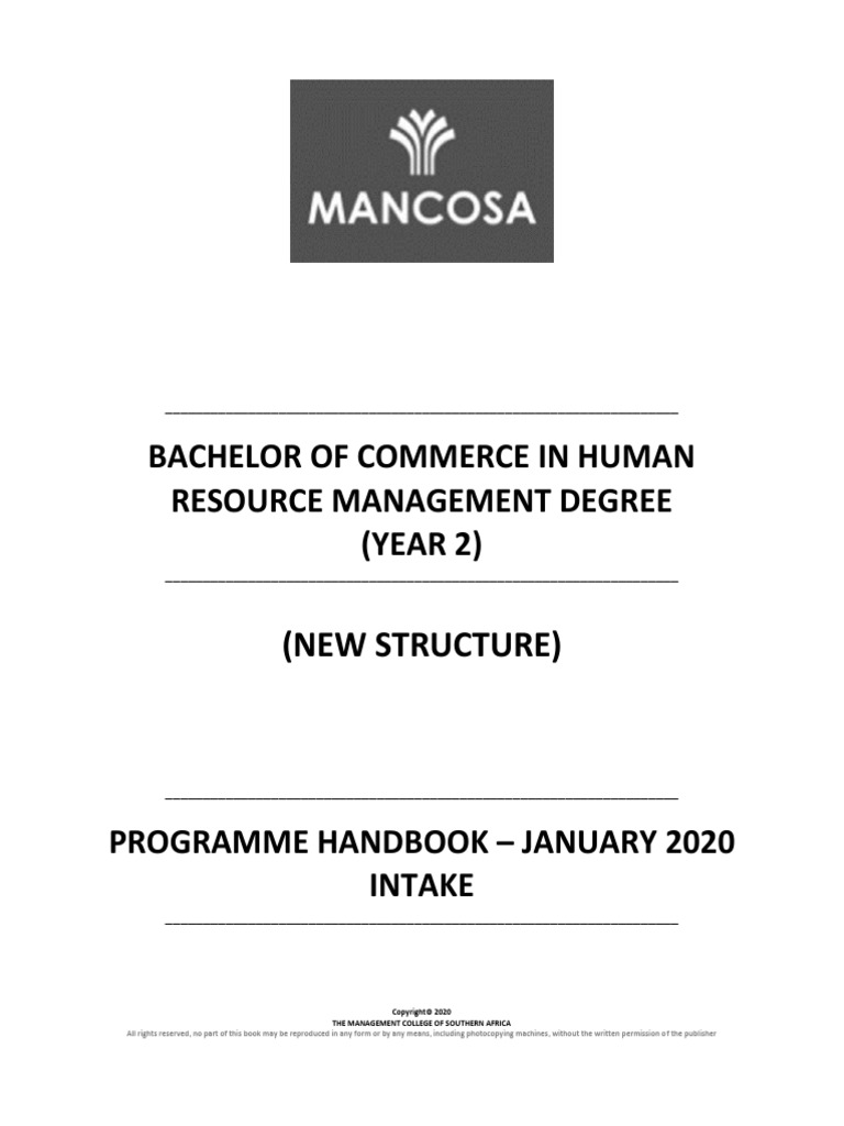 BCom HRM Year 2 PH January 2020 | PDF | Bachelor's Degree | Leadership