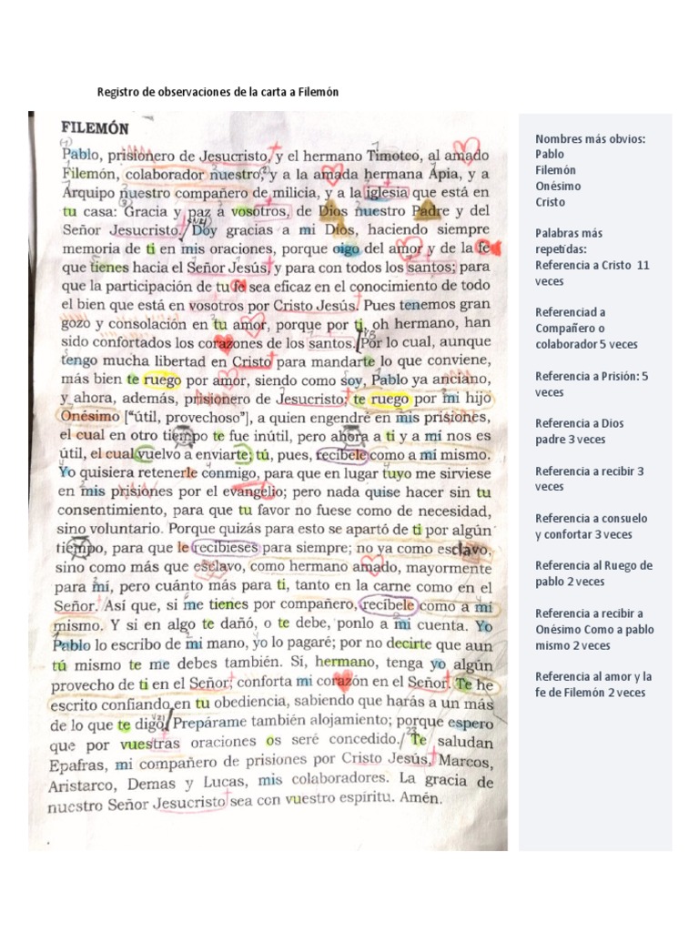 Carta de Pablo a Filemón sobre Onésimo | PDF | Pablo el apóstol ...