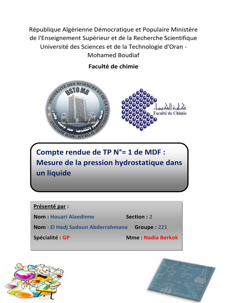 TP 1 de MDF PDF | PDF | Pression | Matière molle