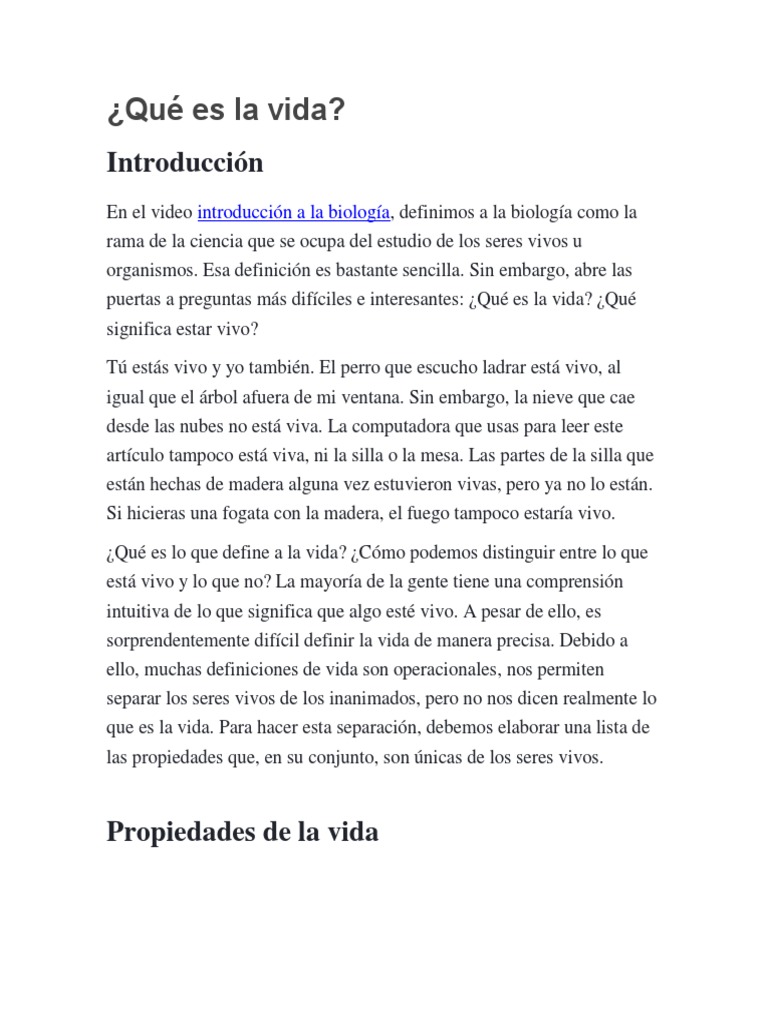 Qué Es La Vida PDF | PDF | Organismos | Vida